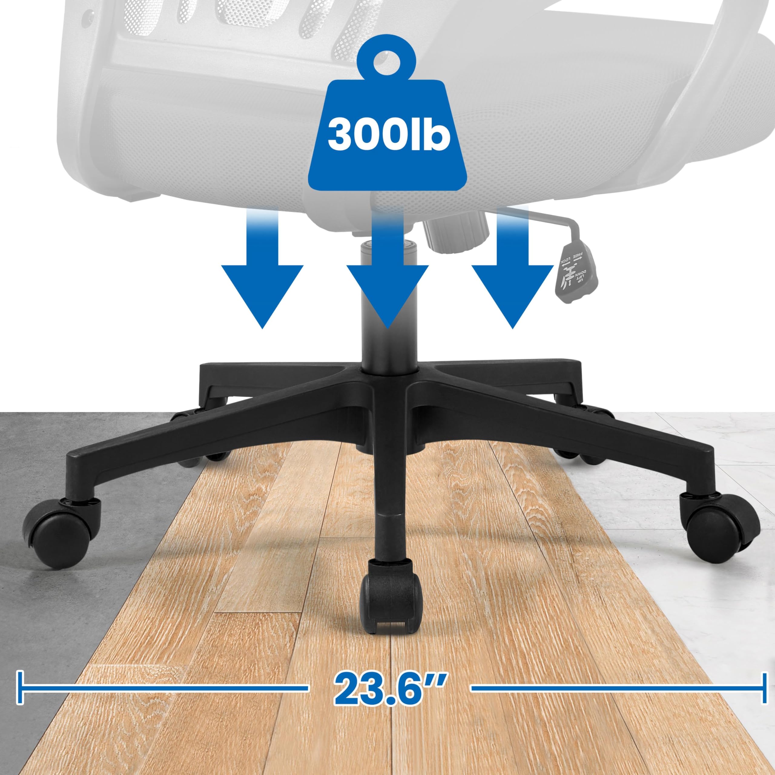 Topeakmart Executive Desk Chair Ergonomic Office Chair Swivel Mesh Back Task Computer Chair with Adjustable Height Armrest for Home Office Conference and Study Room, Black