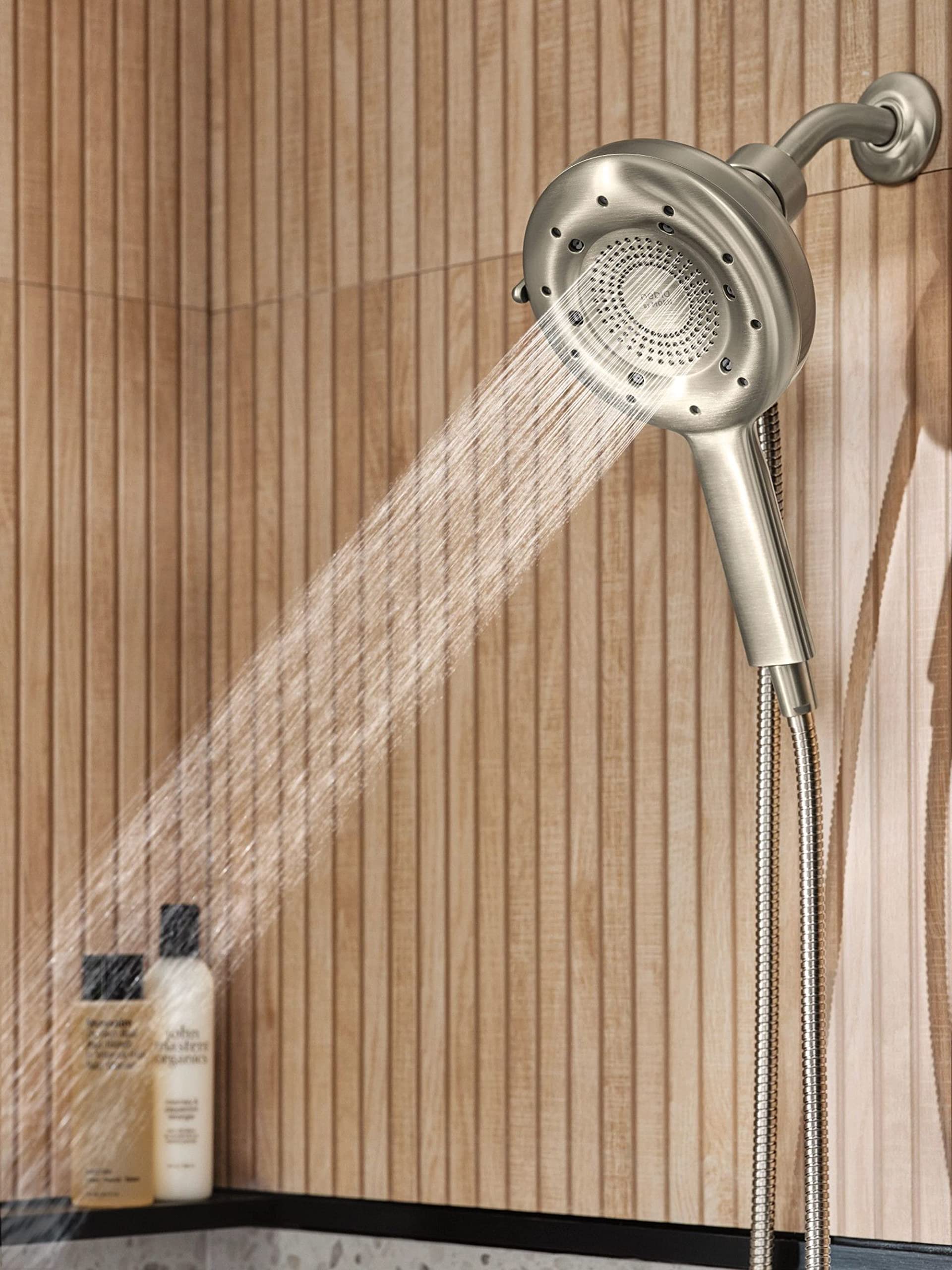 Moen N400H0BN Quattro Handheld Four Unique Shower Experiences and Magnetix Dock, Brushed Nickel