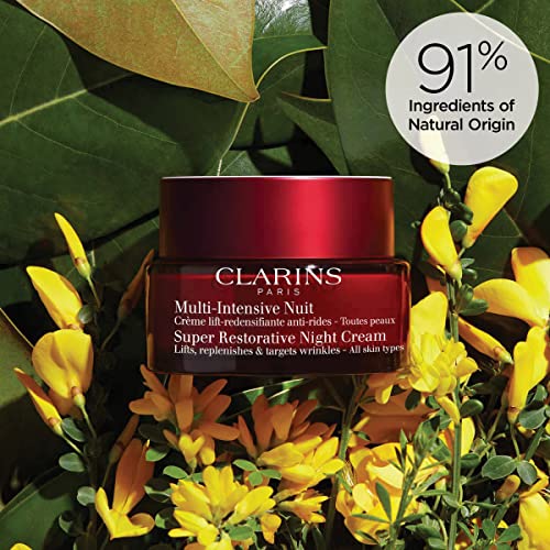 Clarins Super Restorative Night Cream | Anti-Aging Moisturizer For Mature Skin Weakened By Hormonal Changes | Illuminates & Densifies Skin | Lifts & Tones | Targets Spots & Wrinkles | 1.6 Ounces