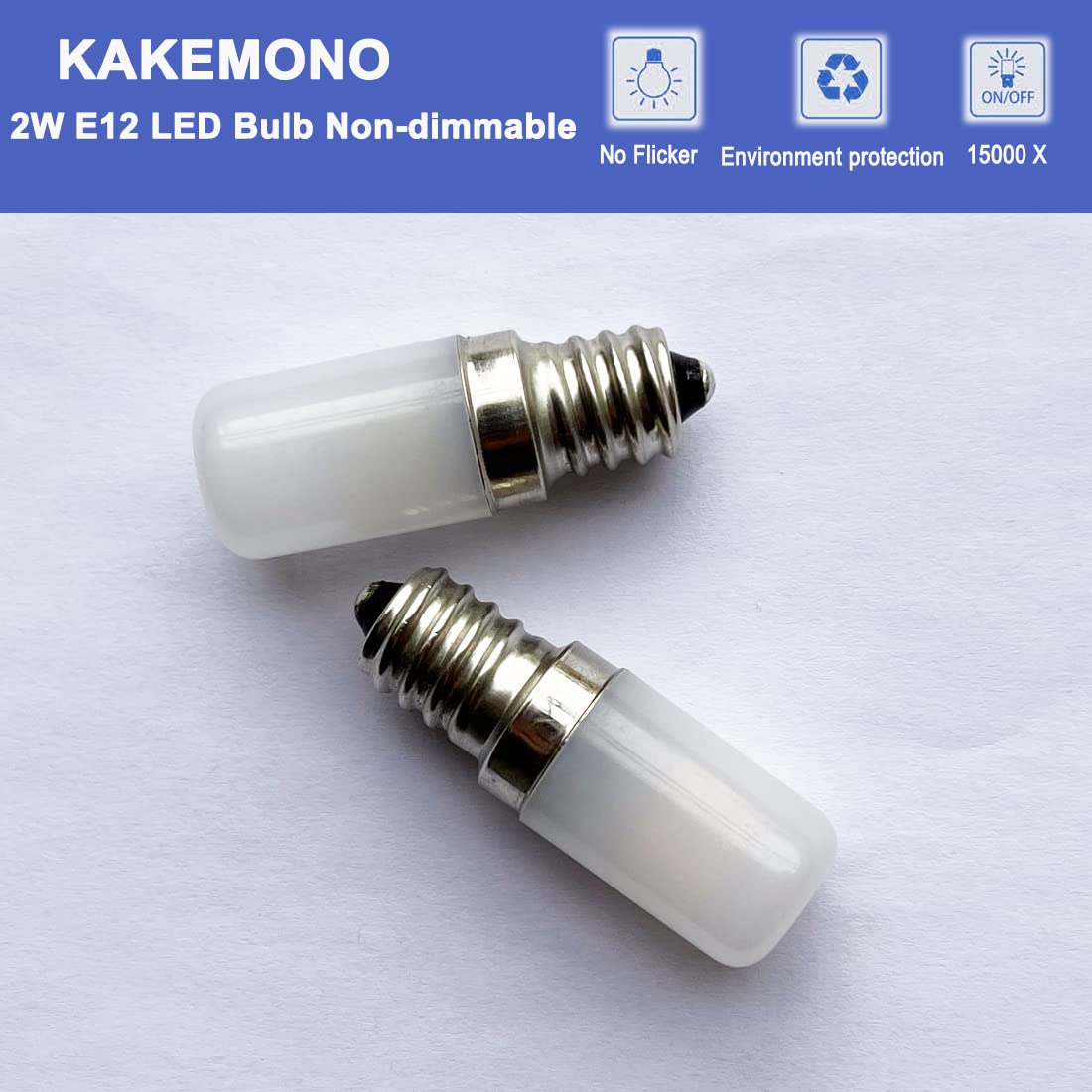 KAKEMONO E12 Dryer LED Bulb 120V for Dryer Drum, Water Ice Dispenser, Refrigerators, Night Light,2W Cool White 6000K, Non-dimmable, Pack of 4