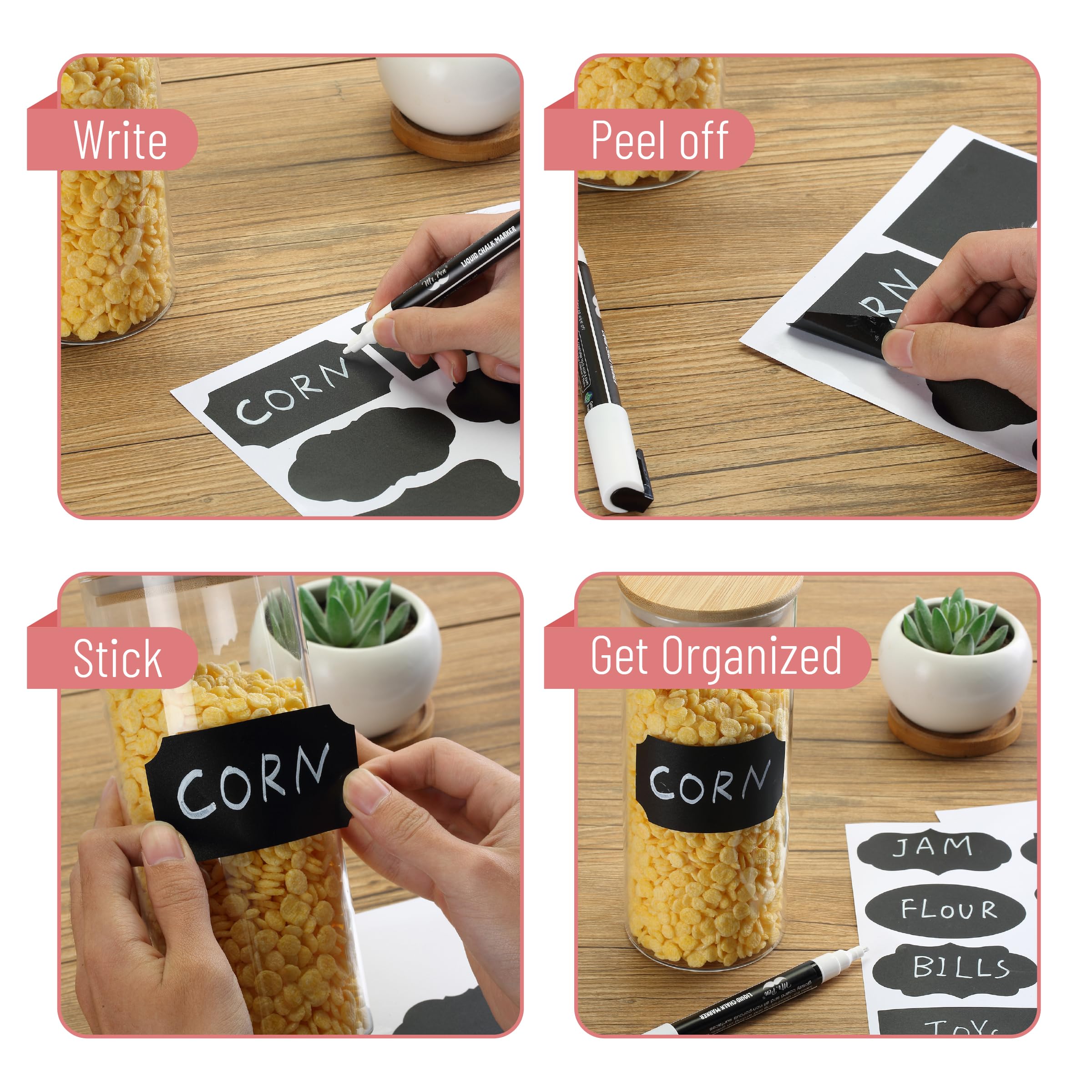 Mr. Pen- Chalkboard Labels, 100pc, Assorted Shapes, 1 White Chalk Marker and Small Towel, Labels, Label Stickers, Labels for Storage Bins, Sticker Labels, Bottle Labels, Food Labels, Jar Labels