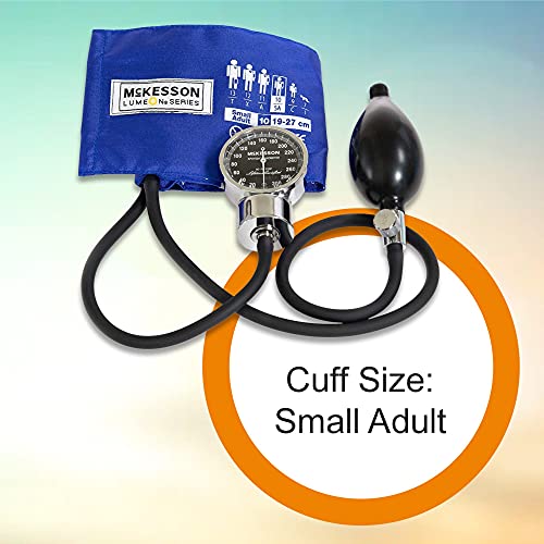 McKesson LUMEON Professional Aneroid Sphygmomanometer, Blood Pressure with Cuff, Pocket Size, Royal Blue, Adult Small, 1 Count