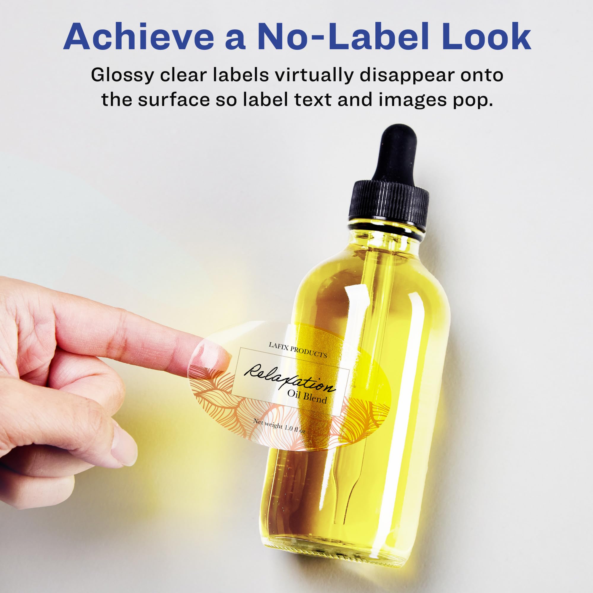 AVERY Glossy Clear Oval Labels, 3" x 5", 30 Labels, Print-to-The-Edge, Laser/Inkjet Printable