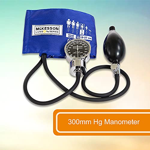 McKesson LUMEON Professional Aneroid Sphygmomanometer, Blood Pressure with Cuff, Pocket Size, Royal Blue, Adult Small, 1 Count