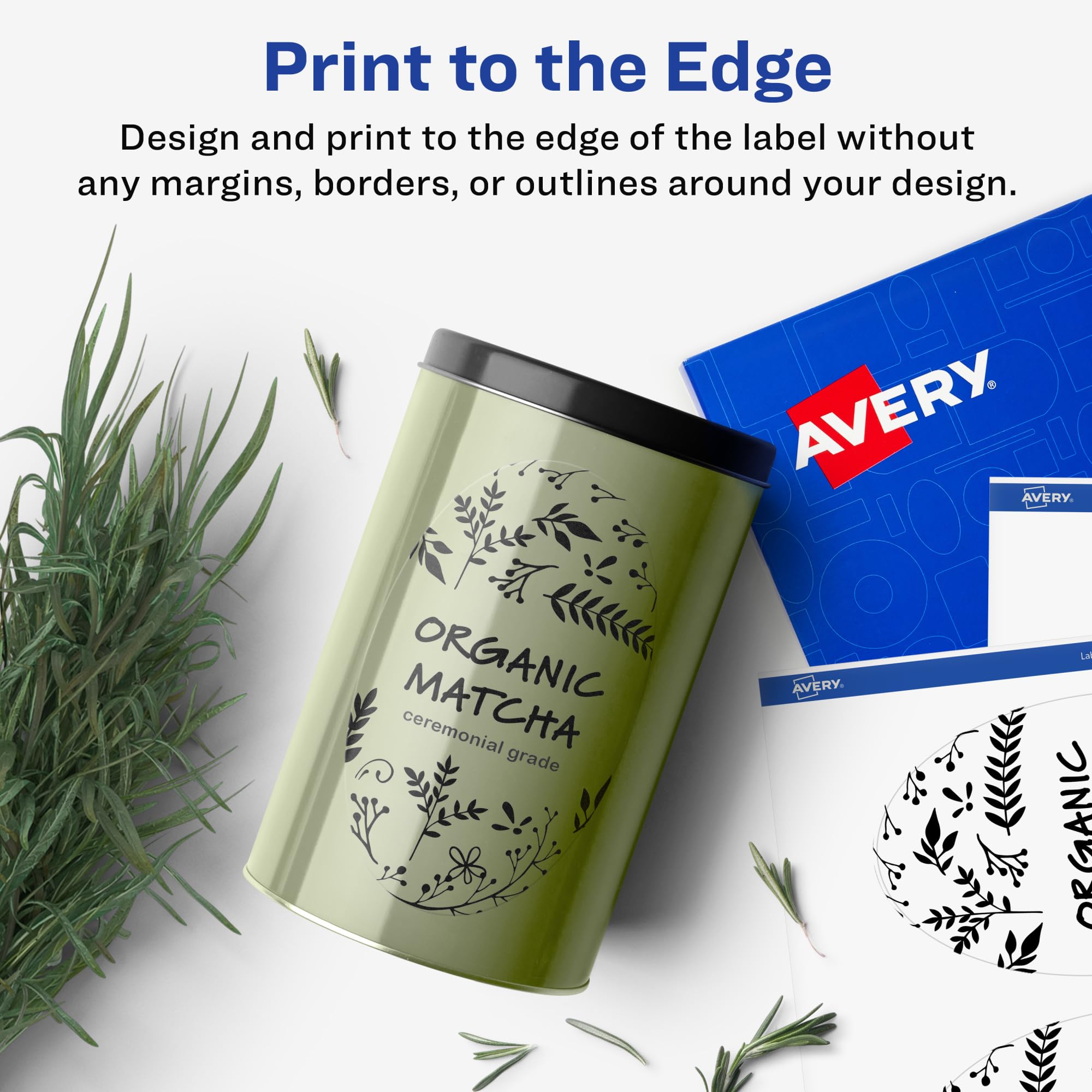 AVERY Glossy Clear Oval Labels, 3" x 5", 30 Labels, Print-to-The-Edge, Laser/Inkjet Printable
