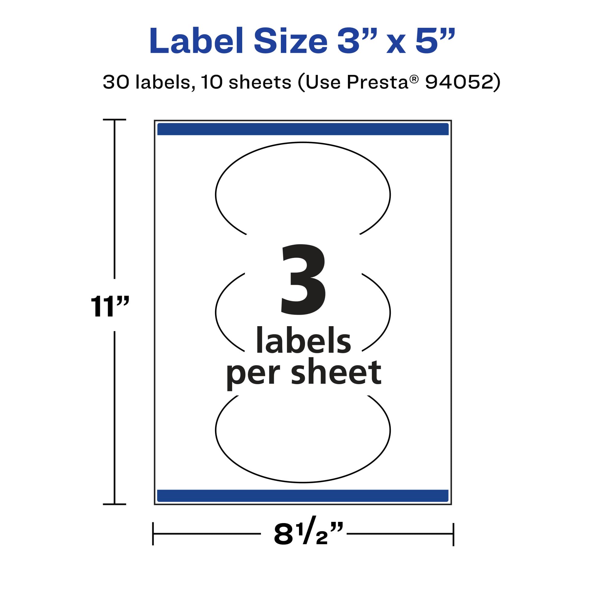 AVERY Glossy Clear Oval Labels, 3" x 5", 30 Labels, Print-to-The-Edge, Laser/Inkjet Printable