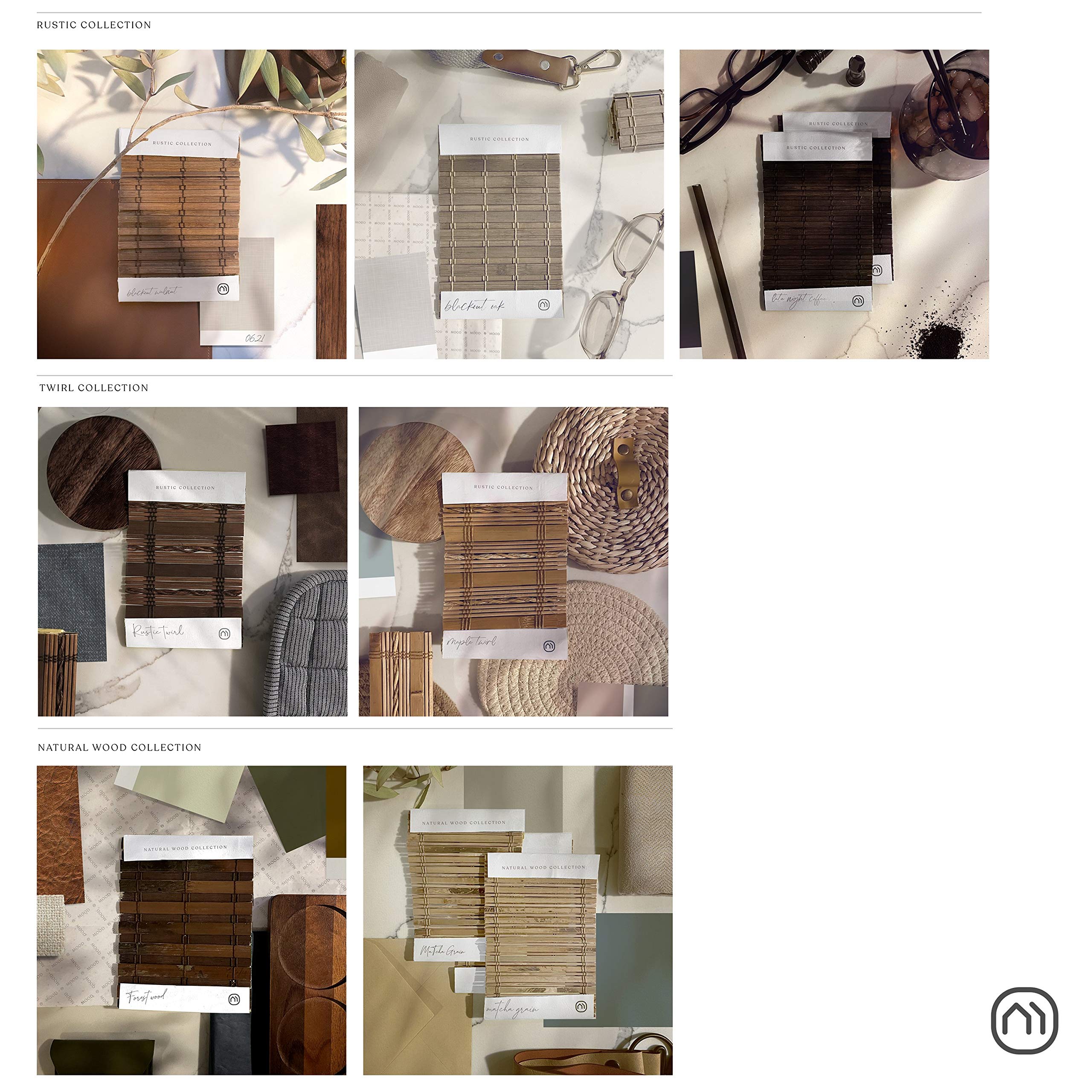 MOOD Custom Bamboo Shades | Modern | Cordless Bamboo Roman Shades for Windows and Doors (Natural Woven) | Modern Camel (Sheer) | Custom Size