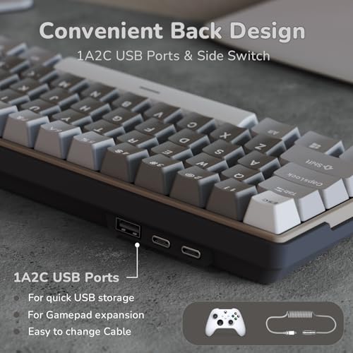 RK ROYAL KLUDGE RK61 Plus Wireless Gaming Keyboard, 60% Percent Mechanical Keyboard with Bluetooth/2.4Ghz/USB Modes, Hot Swappable RGB Keyboard for PC Gamers, Silent Linear Viridian Switches