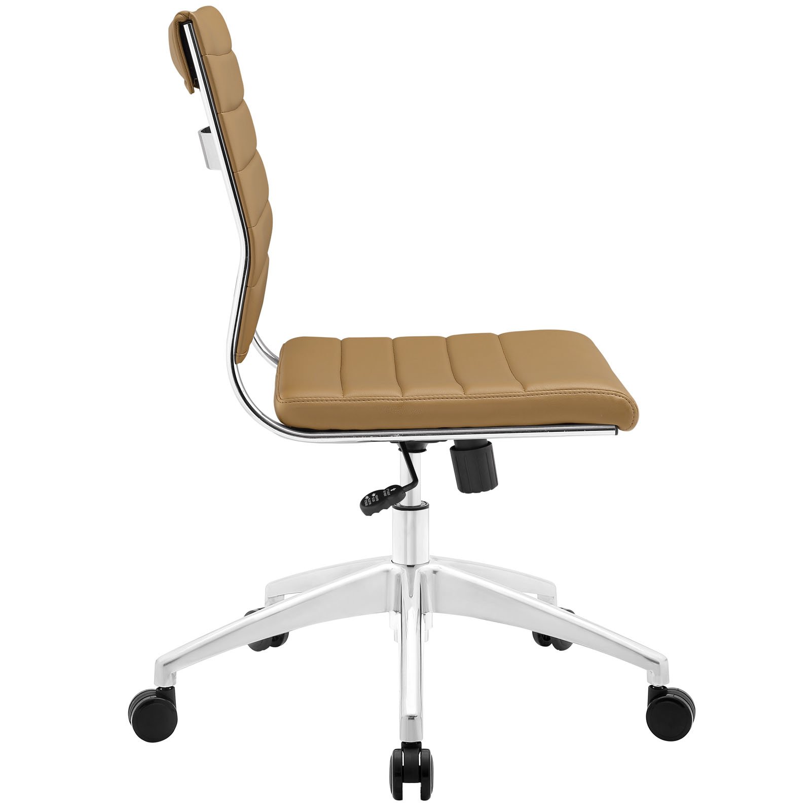 Modway Jive Ribbed Armless Mid Back Swivel Conference Chair In Tan
