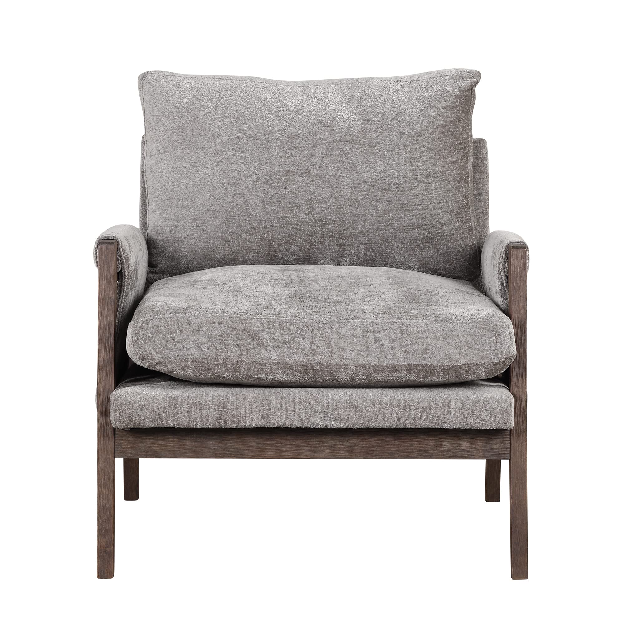 HESIEU Mid Century Modern Office Chair Conference Chair Reception Chair Solid Rubber Wood Frame Velvet Upholstered Reading Chair Armchair Suitable for Living Room, Studio, Office (Grey)