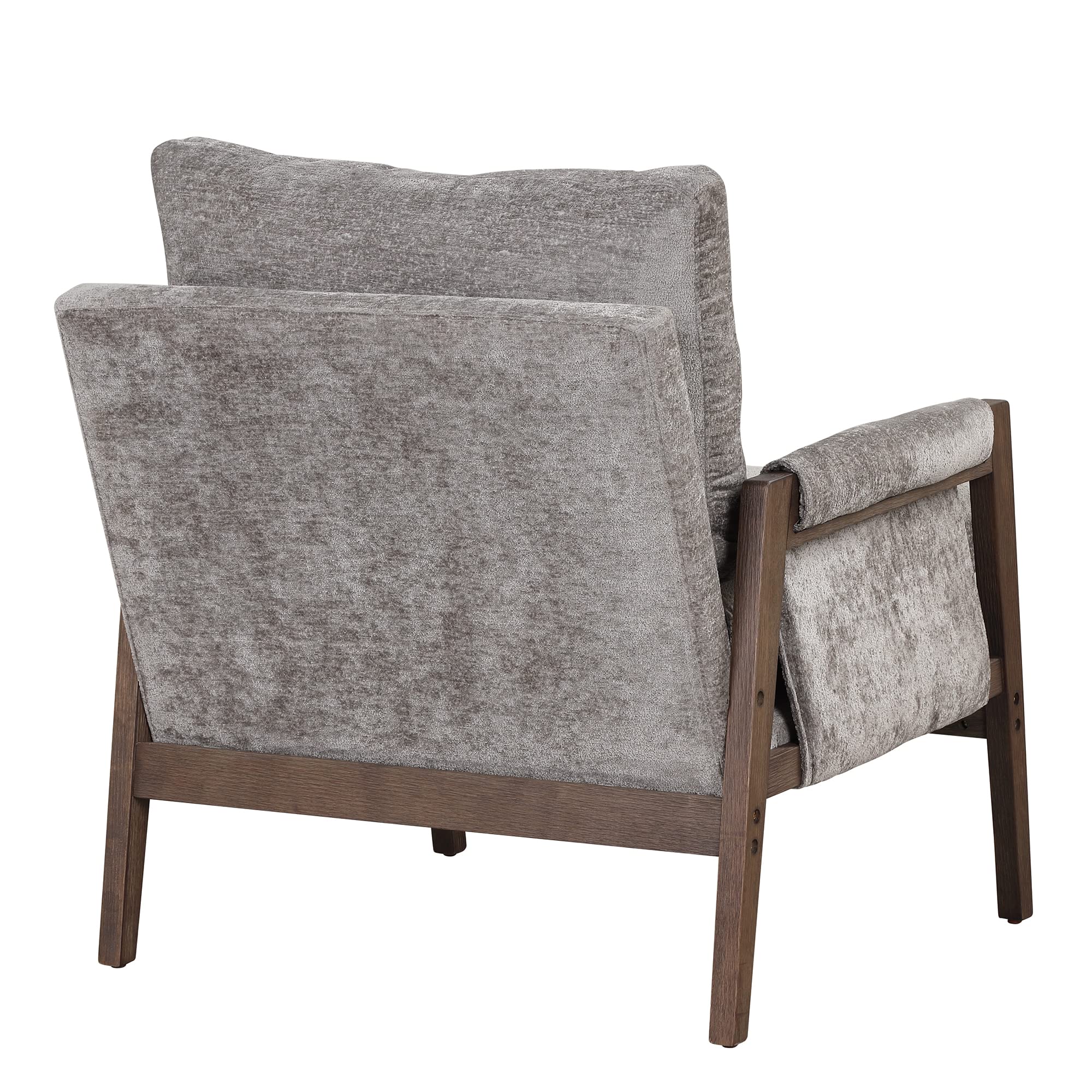 HESIEU Mid Century Modern Office Chair Conference Chair Reception Chair Solid Rubber Wood Frame Velvet Upholstered Reading Chair Armchair Suitable for Living Room, Studio, Office (Grey)