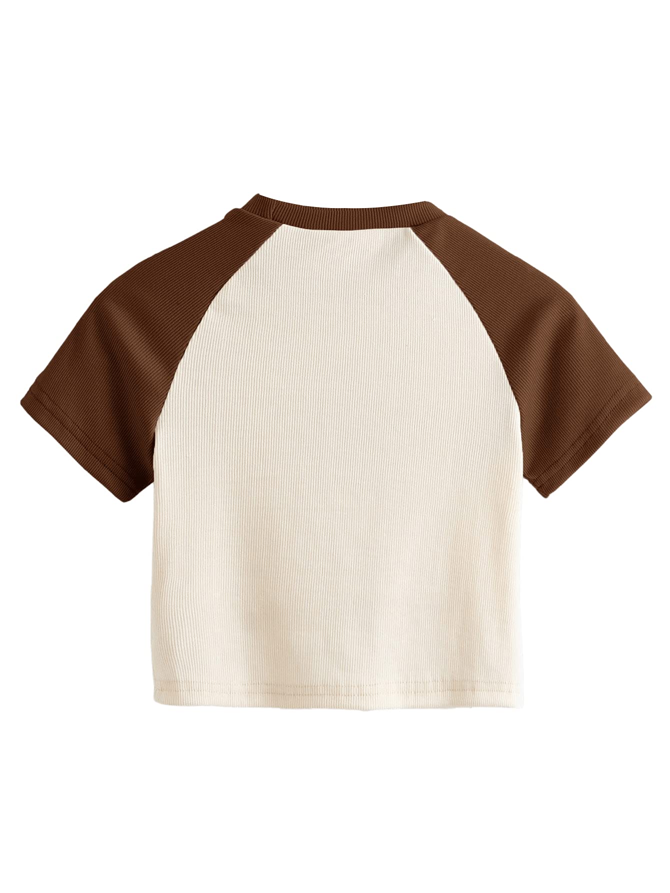 SweatyRocks Women's Graphic Print Round Neck T Shirt Short Sleeve Crop Tee Tops Mushroom Brown M
