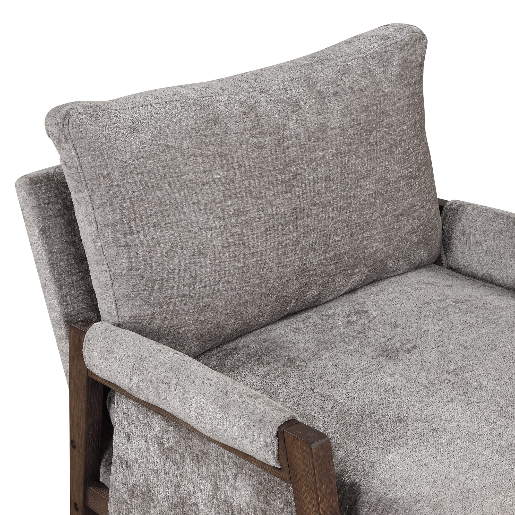 HESIEU Mid Century Modern Office Chair Conference Chair Reception Chair Solid Rubber Wood Frame Velvet Upholstered Reading Chair Armchair Suitable for Living Room, Studio, Office (Grey)