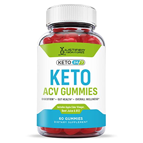 Justified Laboratories (2 Pack) Keto 24/7 Gummies 1000MG ACV with Pomegranate Juice Beet Root B12 120 Gummys
