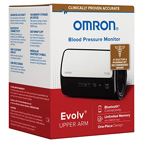 OMRON Evolv Bluetooth Wireless Upper Arm Blood Pressure Monitor with Portable, One-piece Design β Works with Alexa