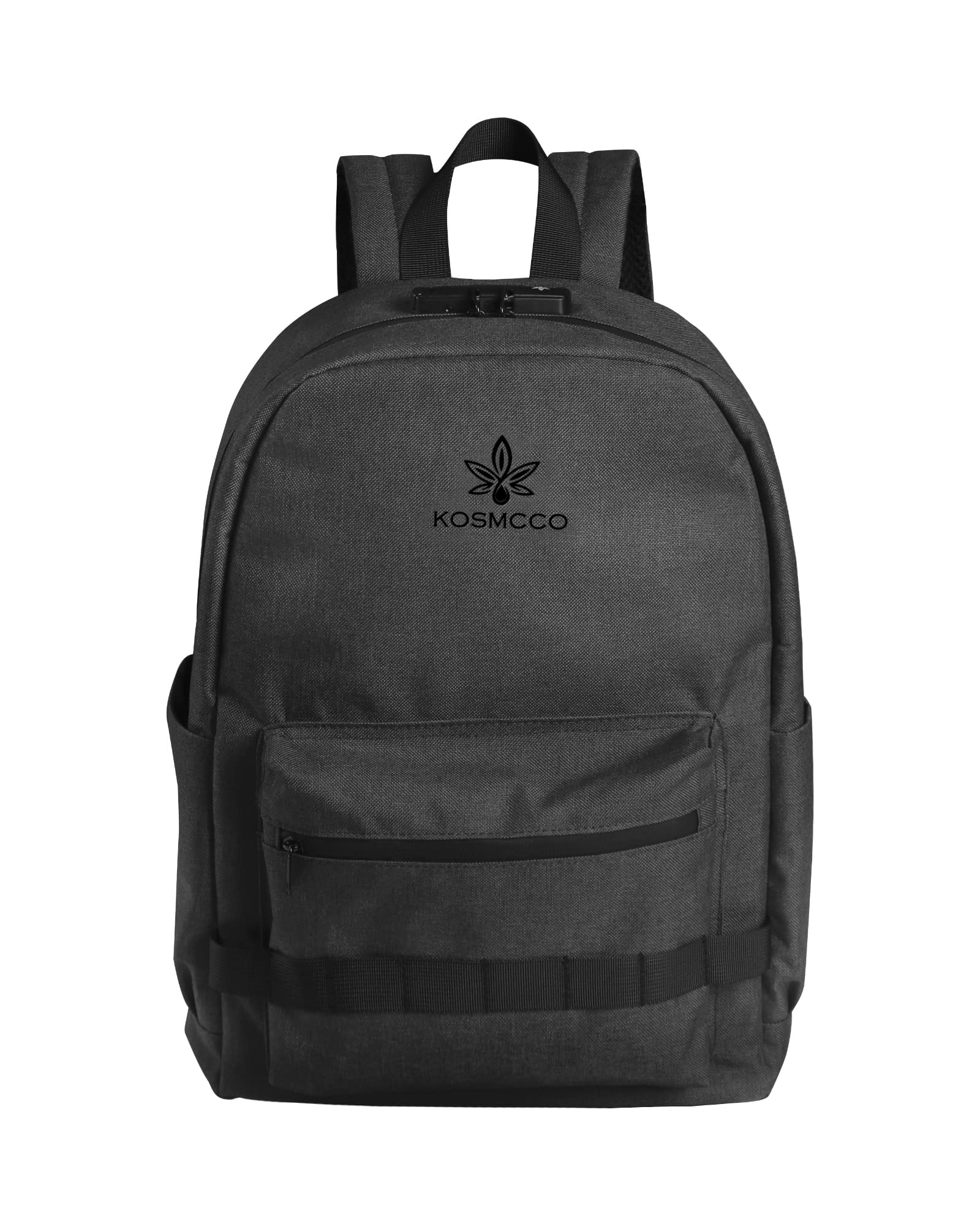 KOSMCCO Smell Proof Medium Backpack with Lock, Unisex Activated Carbon Lining Backpack for Travel Commuter, Black/28.0L