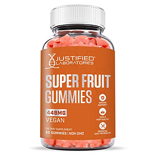 Superfruit Gummies 448MG Contain Essential Daily Nutrients Collagen Alternative Supports Healthy Hair Skin Nails Chewable Vitamins for Women Men 60 Gummys