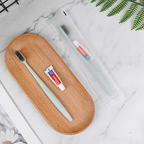 Xuezoioy Disposable Toothbrushes with Toothpaste,100 Pack Green Individually Wrapped Disposable Travel Toothbrushes Kit in Bulk for Homeless,Nursing Home,Hotel,Charity