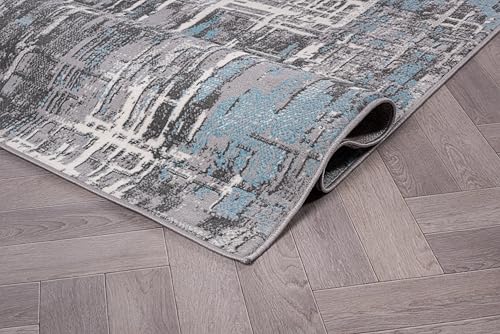 Rugshop Distressed Abstract Stain Resistant Soft Area Rug 7' 10" x 10' Blue