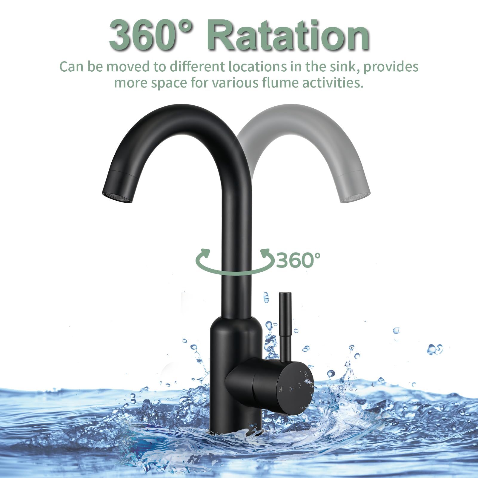 Black Bathroom Faucet, Single Handle Bathroom Sink Faucet Wet Bar Pre-Kitchen RV Small Vanity Faucet with Deck Plate, Supply Hoses and Drain Stopper Psygee