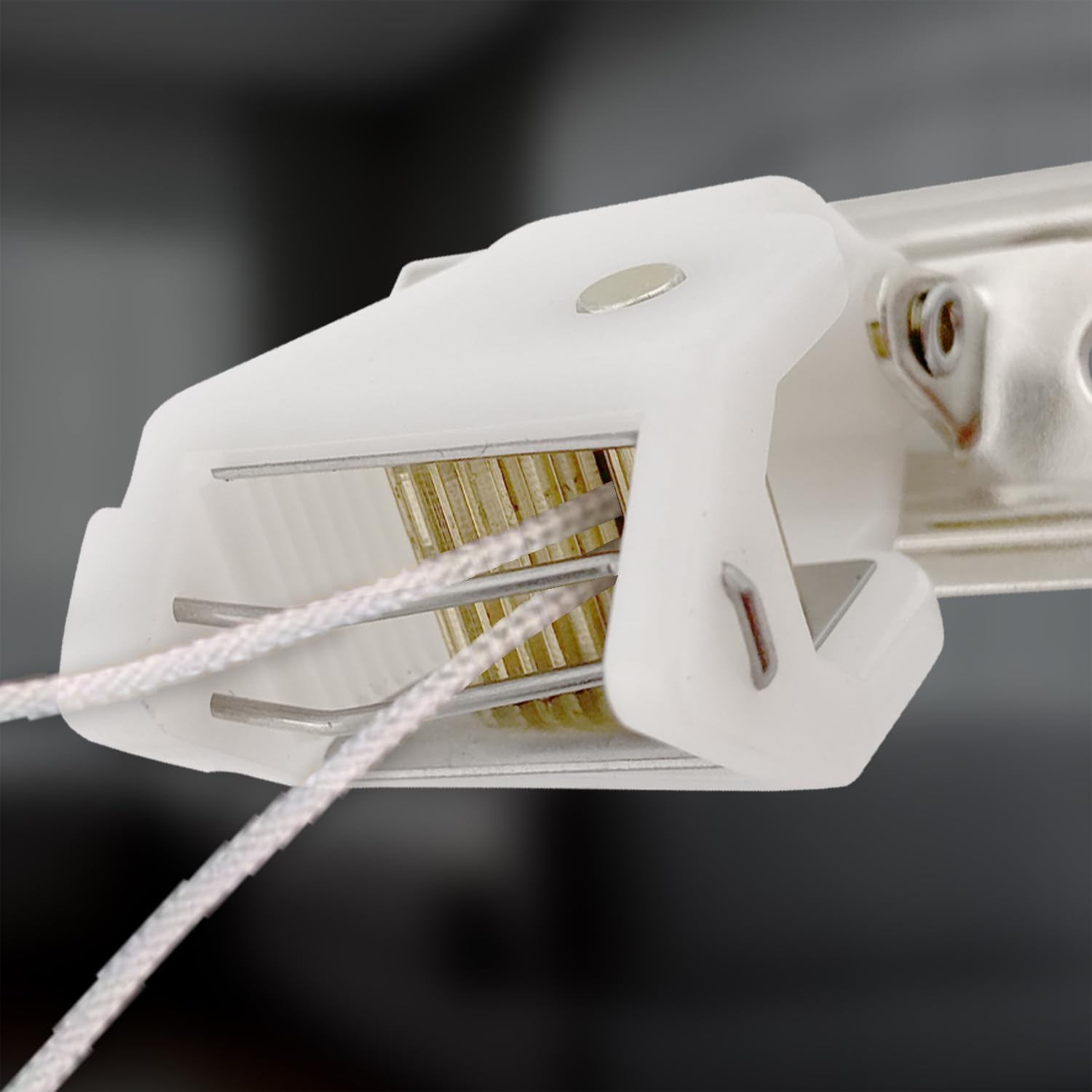 Amazing Drapery Hardware White Roman Shade Cord Lock with Brass Wheels - Holds up to 3 Lift Cords, Suitable for Roman and Woven Wood Shades - 1-Pack