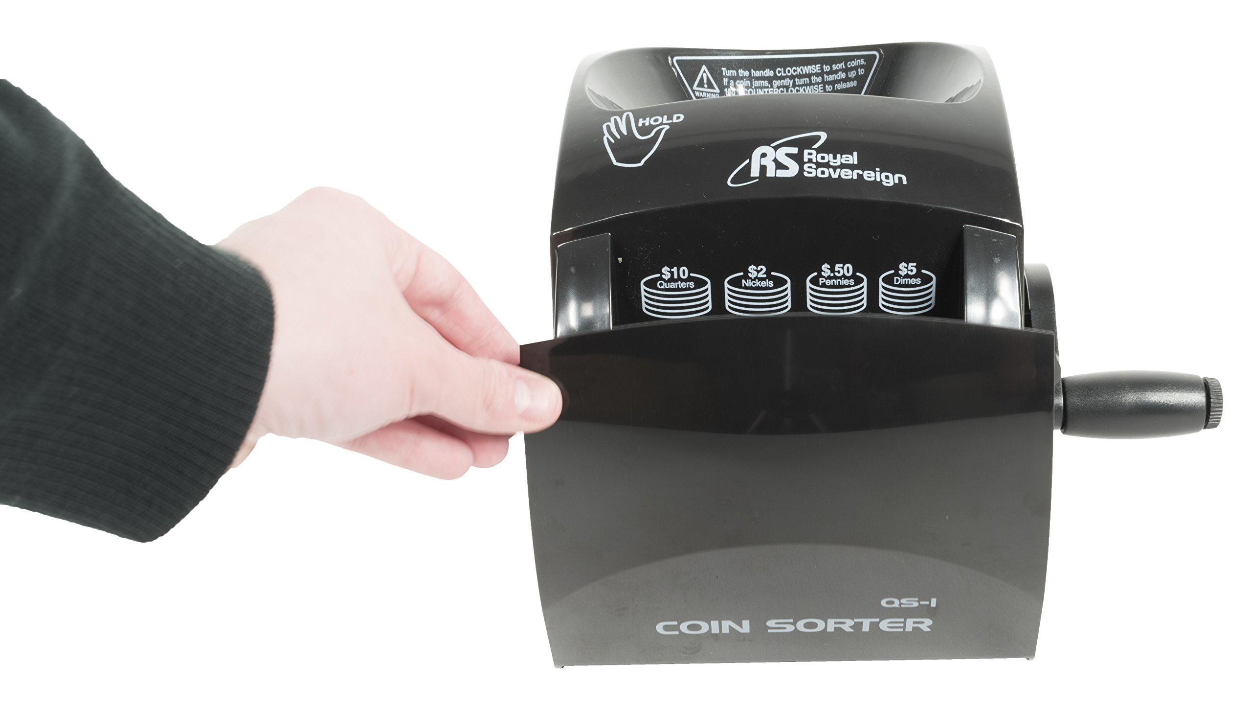 Royal Sovereign 1 Row ECO-Friendly Manual Hand Crank Coin Counter/Sorter (QS-2N), Single,Black