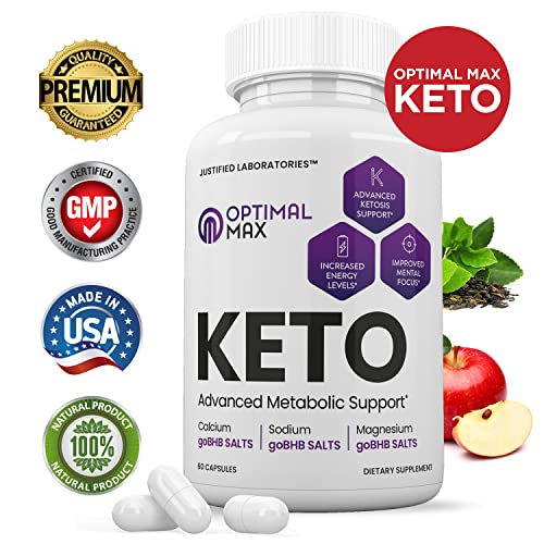 (2 Pack) Optimal Max Keto Pills Includes Apple Cider Vinegar Patented goBHB® Exogenous Ketones Advanced Ketogenic Supplement Ketosis Support for Men Women 120 Capsules