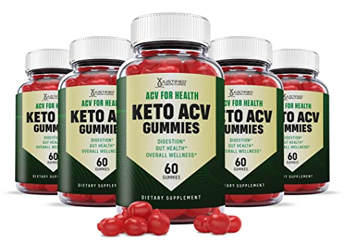 Justified Laboratories (5 Pack) ACV for Heath Keto ACV Gummies 1000MG with Pomegranate Juice Beet Root B12 300 Gummys