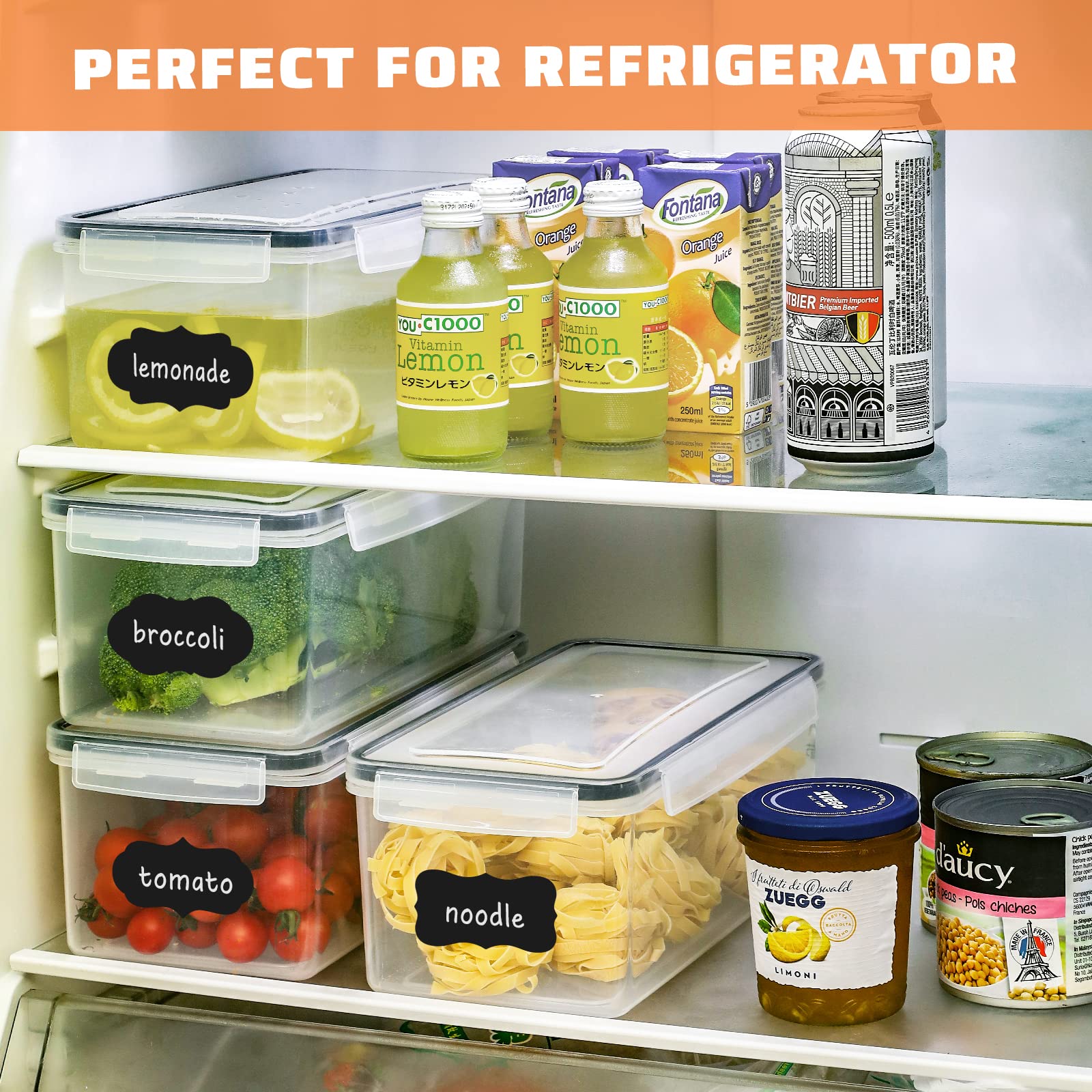 [6 Pack] 3.2L Airtight Pasta, Spaghetti Storage Containers Set with 6 Measuring Cups, BPA Free Plastic Food Containers with Lids for Kitchen, Pantry Organization and Storage