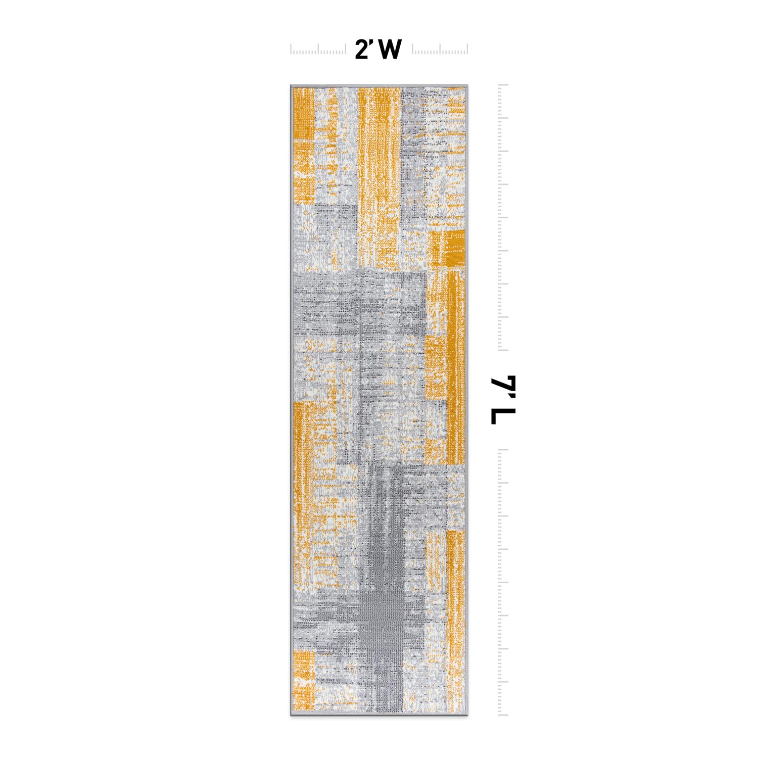 Rugshop Contemporary Distressed Design Soft Area Rug Yellow