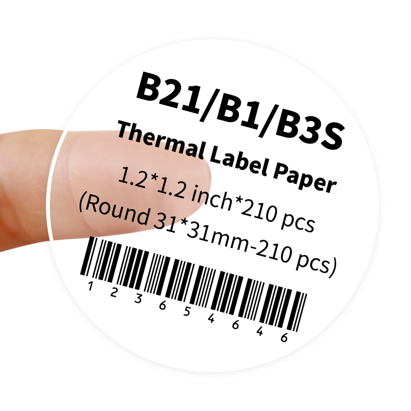 NIIMBOT B1 Label Tape B21 Transparent Labeling Tape 1.2" X 1.2" (31x31mm) Thermal Label Print Paper NIIMBOT Labels for Candles/Gifts/Mailing/Logo/Jars/Bottles Tag, 210 Labels/Roll, Clear