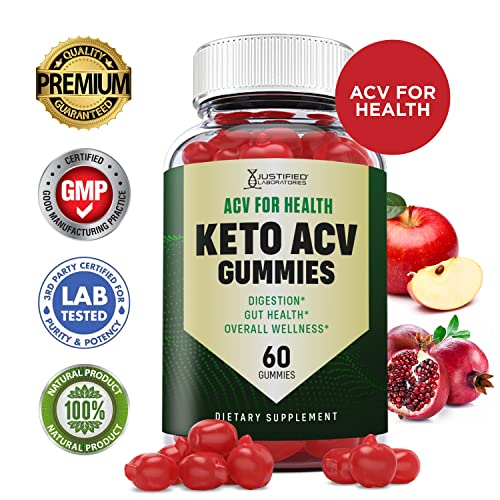 Justified Laboratories (5 Pack) ACV for Heath Keto ACV Gummies 1000MG with Pomegranate Juice Beet Root B12 300 Gummys
