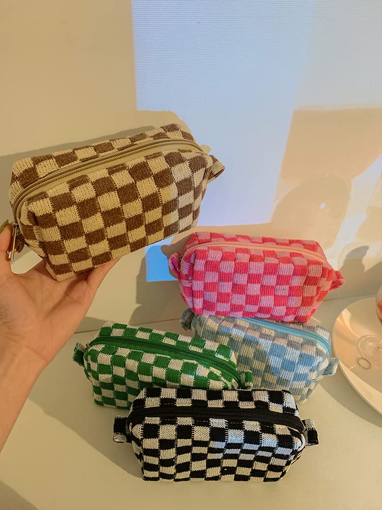 Small Cosmetic Bag Cute Makeup Bag Y2k Accessories Aesthetic Make Up Bag Y2k Purse Cosmetic Bag for Purse (Brown)