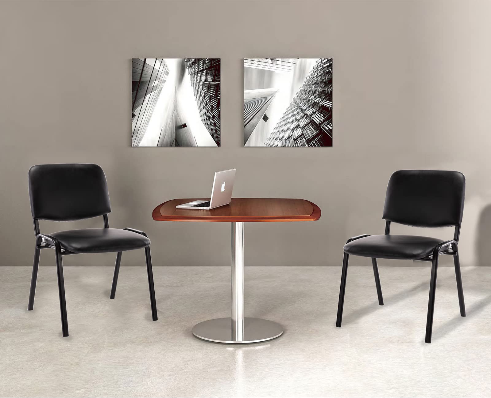 Shunzhi Waiting Room Chairs Set of 10 Stackable Conference Room Chairs Pu Leather Office Guest Chairs Side Reception Chairs for Breakroom/Lobby/Events/Church/School/Hall/Hotel,Black,10PCS