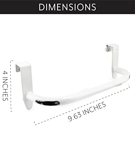 AuldHome Over Cabinet Towel Racks (2-Pack), Rustic Kitchen Towel Bars in Distressed White Enamel