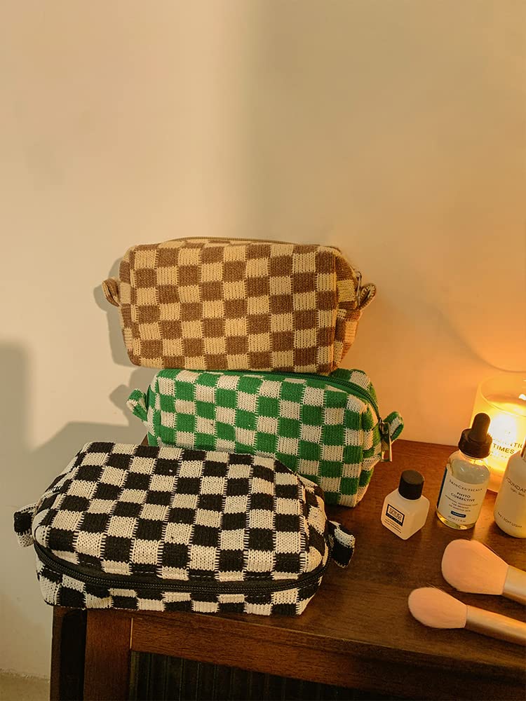 Small Cosmetic Bag Cute Makeup Bag Y2k Accessories Aesthetic Make Up Bag Y2k Purse Cosmetic Bag for Purse (Brown)