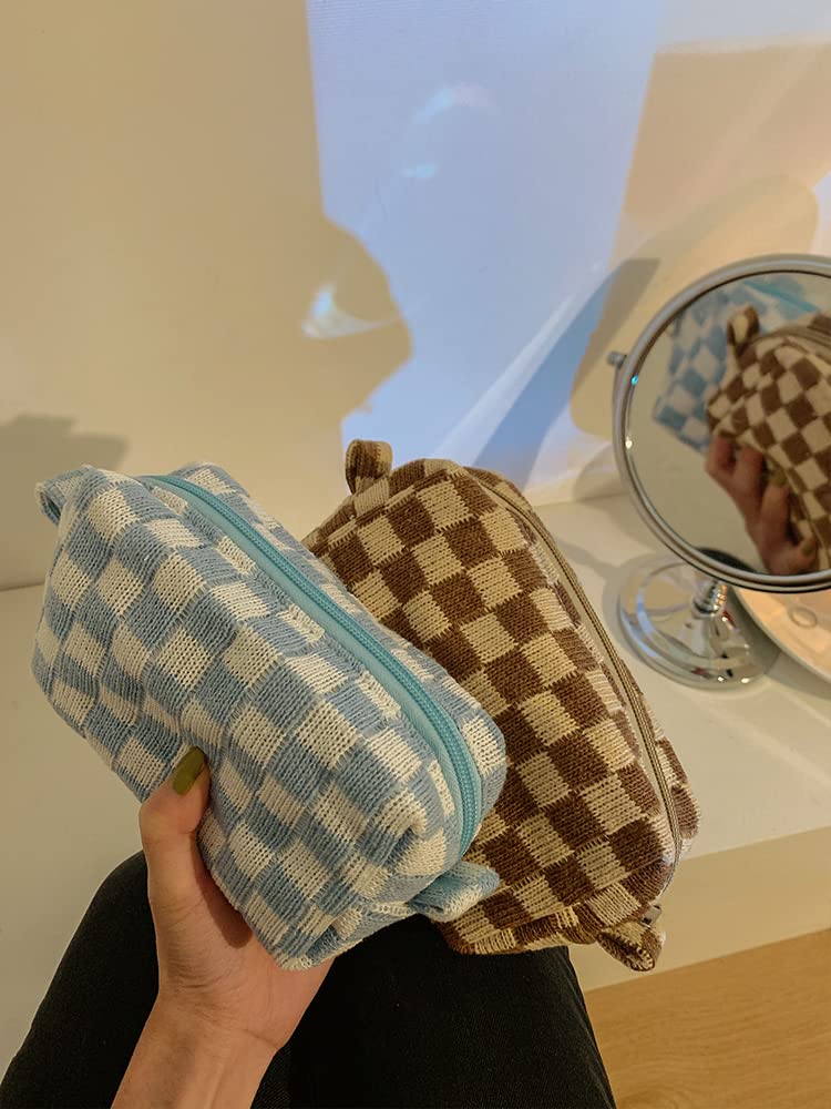 Small Cosmetic Bag Cute Makeup Bag Y2k Accessories Aesthetic Make Up Bag Y2k Purse Cosmetic Bag for Purse (Brown)