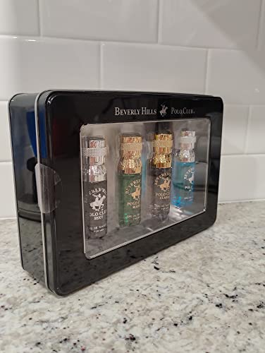 Beverly Hills Polo Club Men's Collection 4-Cologne Gift Set with Deluxe Tin Gift Box (Colognes may vary)