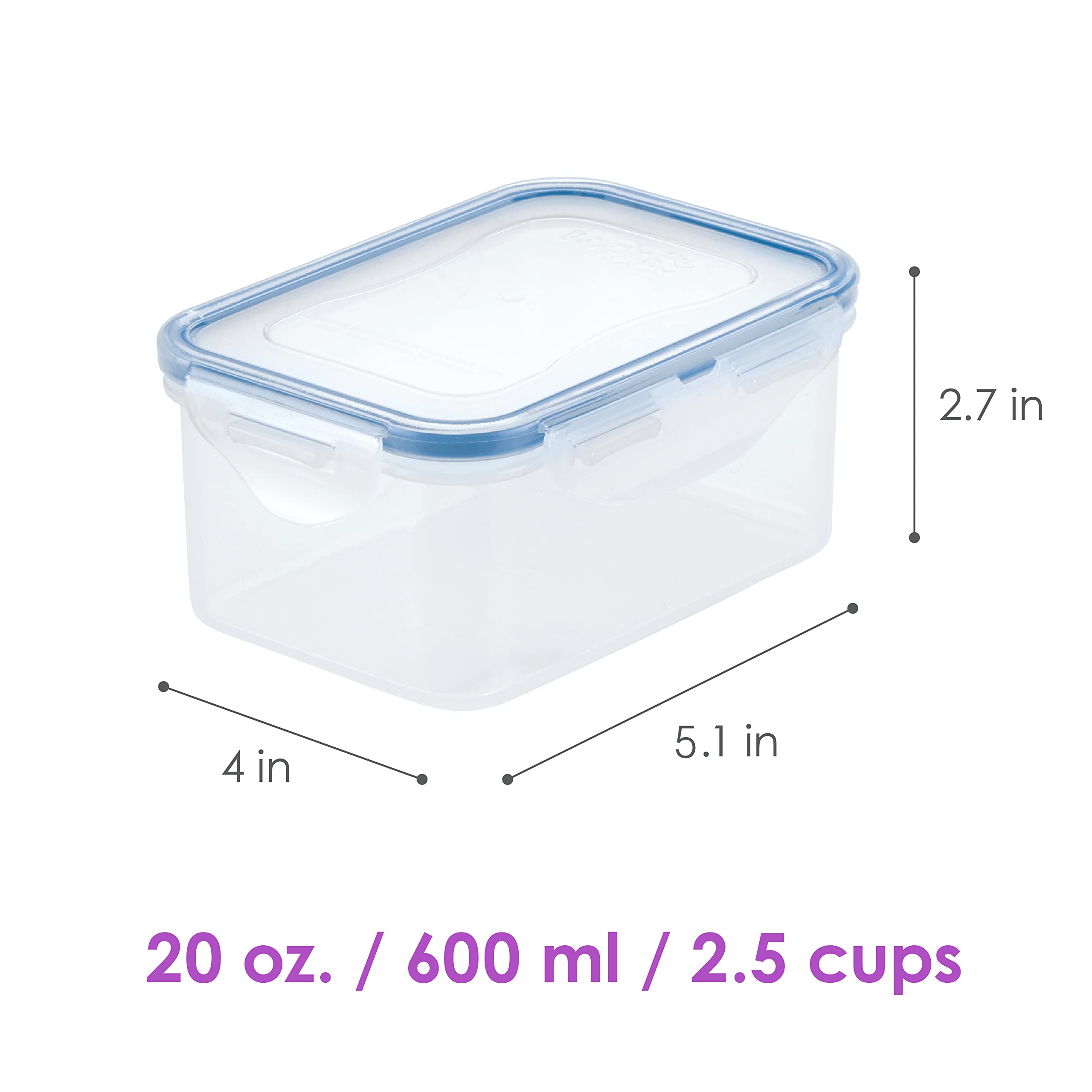 LocknLock Easy Essentials Storage Food Storage Container Set/Food Storage Bin Set, Clear, 20 Oz (Pack of 6)