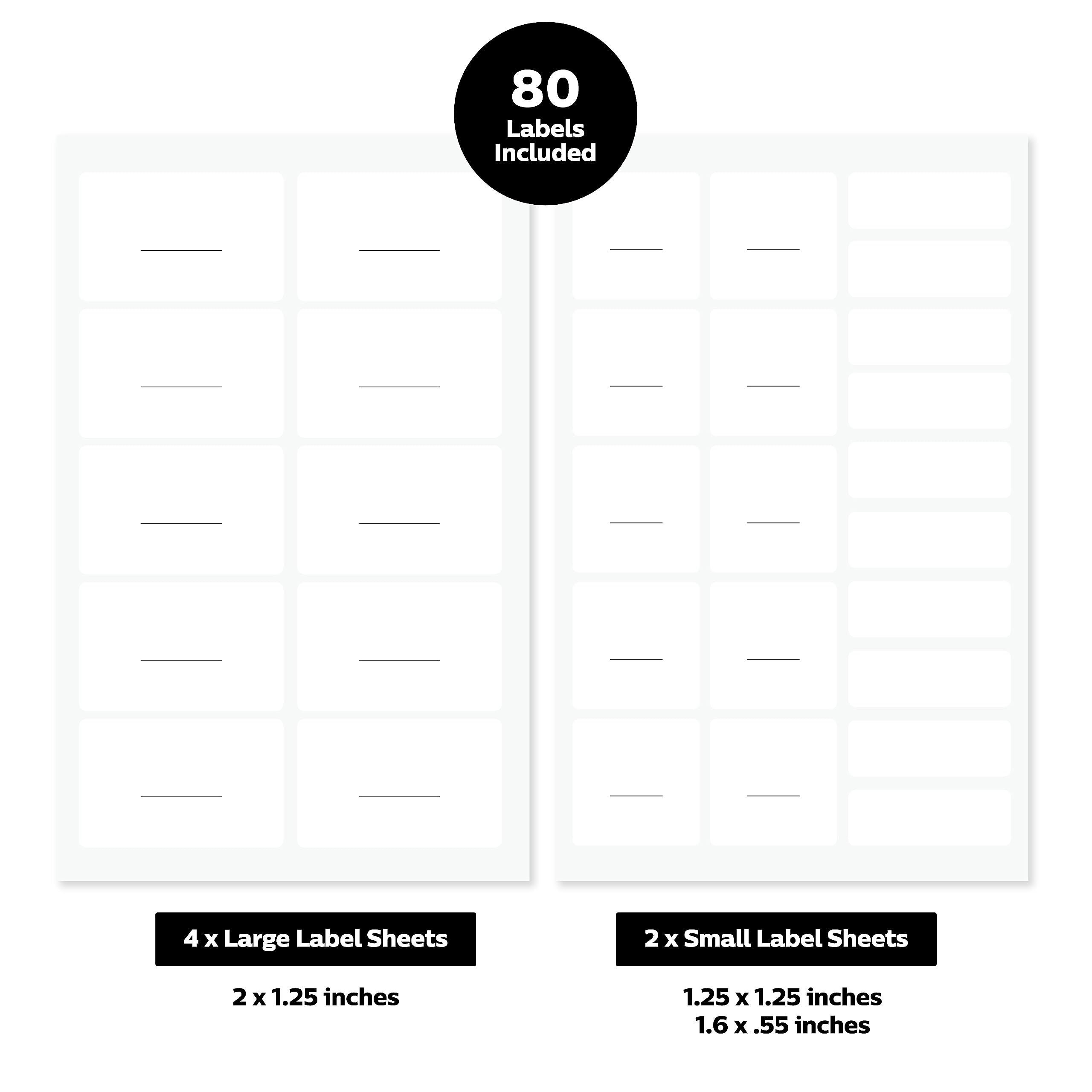 ThreeKin Waterproof Labels for Bottles & Containers - 80 Custom Stickers | All-Purpose & Personalizable | Dishwasher, Freezer & Microwave Safe | BPA-Free | USA-Owned (Blank)
