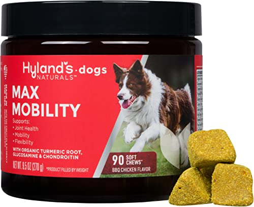 Hyland's Naturals - Dogs - Max Mobility, 90 Soft Chews, Supports Joint Health, Mobility & Flexibility, with Organic Turmeric Root, Glucosamine & Chondroitin, BBQ Chicken Flavor