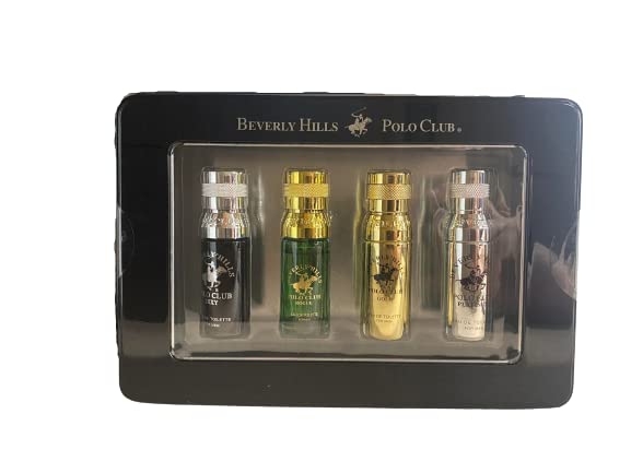 Beverly Hills Polo Club Men's Collection 4-Cologne Gift Set with Deluxe Tin Gift Box (Colognes may vary)