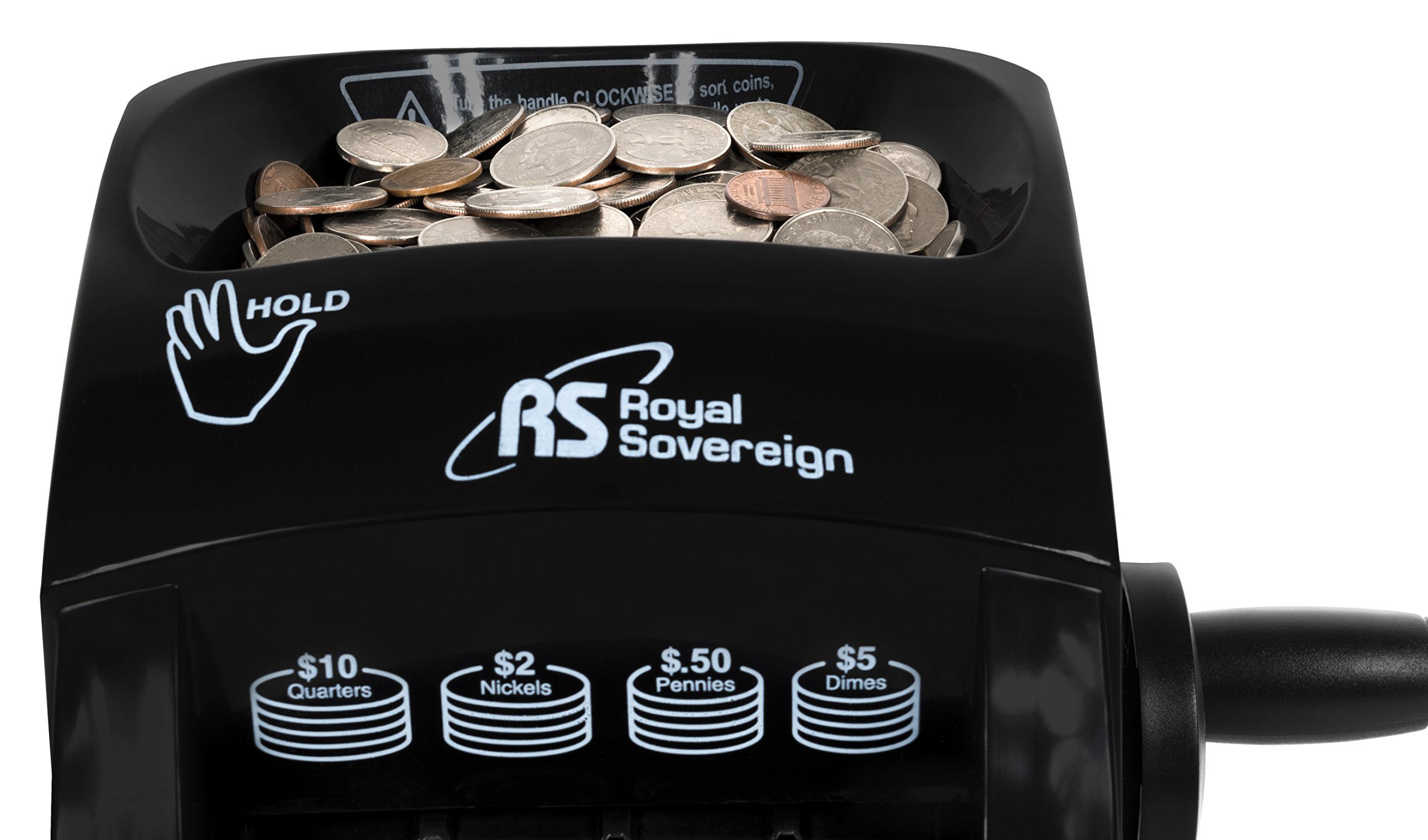 Royal Sovereign 1 Row ECO-Friendly Manual Hand Crank Coin Counter/Sorter (QS-2N), Single,Black