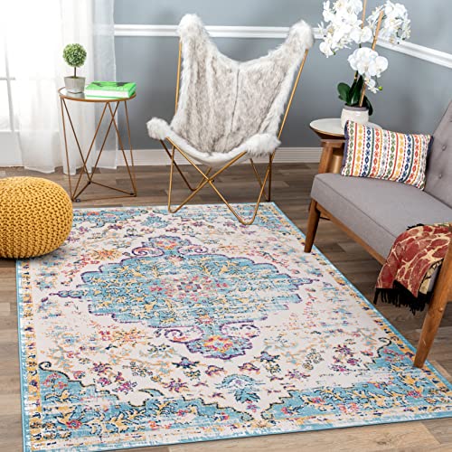 Rugshop Vintage Traditional Bohemian Area Rug 5' x 7' Blue