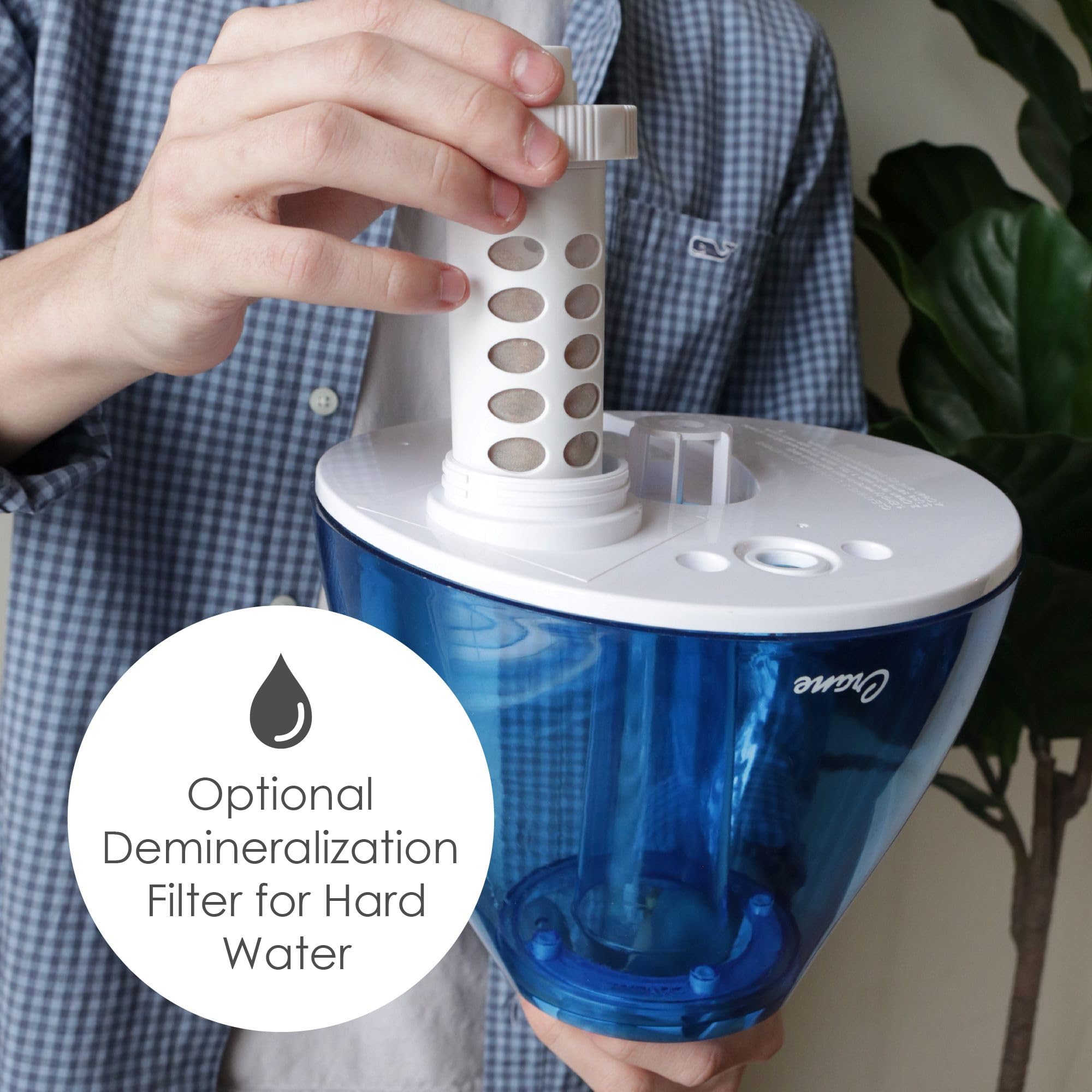 Crane Ultrasonic Humidifiers for Bedroom and Office, 1 Gallon Cool Mist Air Humidifier for Large Room and Home, Humidifier Filters Optional, Blue and White