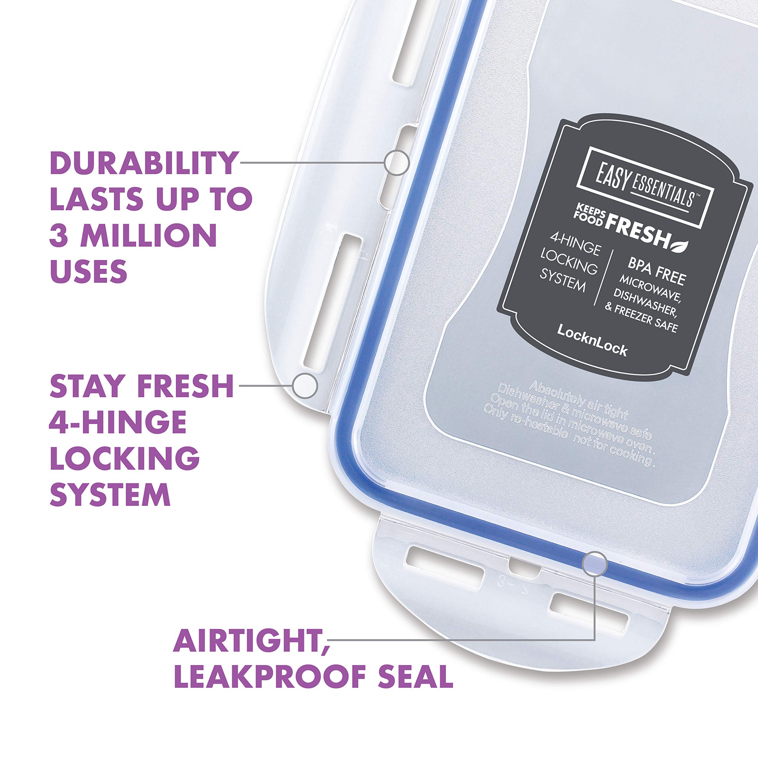 LocknLock Easy Essentials Storage Food Storage Container Set/Food Storage Bin Set, Clear, 20 Oz (Pack of 6)