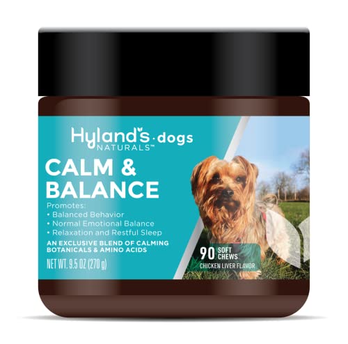 Hyland's Naturals - Dogs - Calm & Balance, 90 Soft Chews, Supports Balanced Behavior, Normal Emotional Balance, Relaxation & Restful Sleep, L-Theanine, GABA & Chamomile, Chicken Liver Flavor