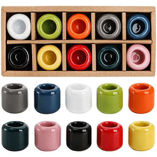 Cedilis 10pcs Ceramic Chime Candle Holder, Assorted Color Ritual Spell Candle Holder, Perfect for Spell Casting, Altar, Vigil, Witchcraft, Wiccan Supplies