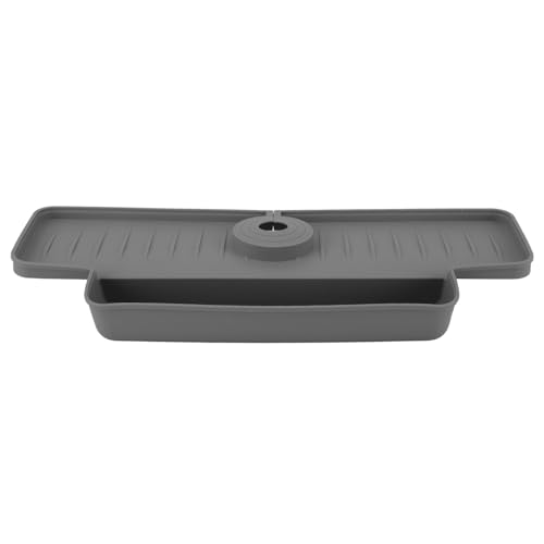 Faucet Handle Drip Catcher Tray, Silicone Foldable Faucet Handle Drip Catcher Tray Mat, Soap Sponge Holder for Kitchen Sink Accessories Gadgets Counter Bathroom (GRAY)