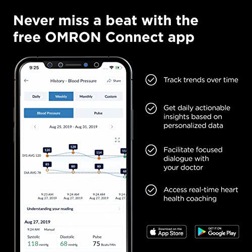 Omron Complete Wireless Upper Arm Blood Pressure Monitor + EKG; Measure Bp, EKG, Afib, Tachycardia, Bradycardia & Sinus Rhythm; Built-In Bluetooth Technology